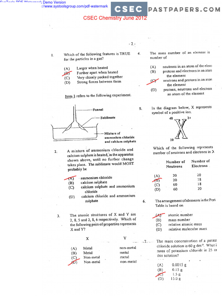 CSEC Chemistry Exam Questions 2012 | PDF | Acid | Precipitation (Chemistry)