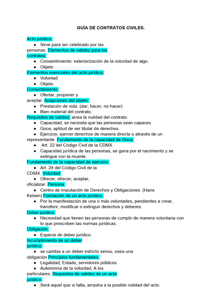 Guía Examen de Contratos Final | PDF | Derecho civil (sistema legal ...