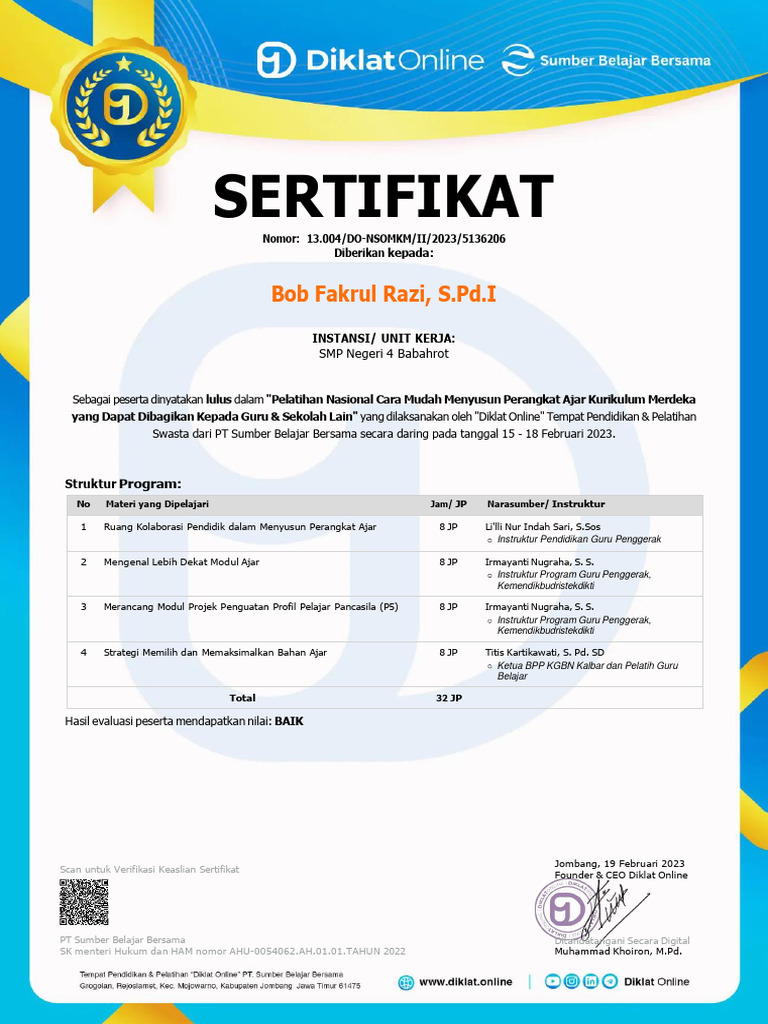 Sertifikat 32 JP Bob | PDF