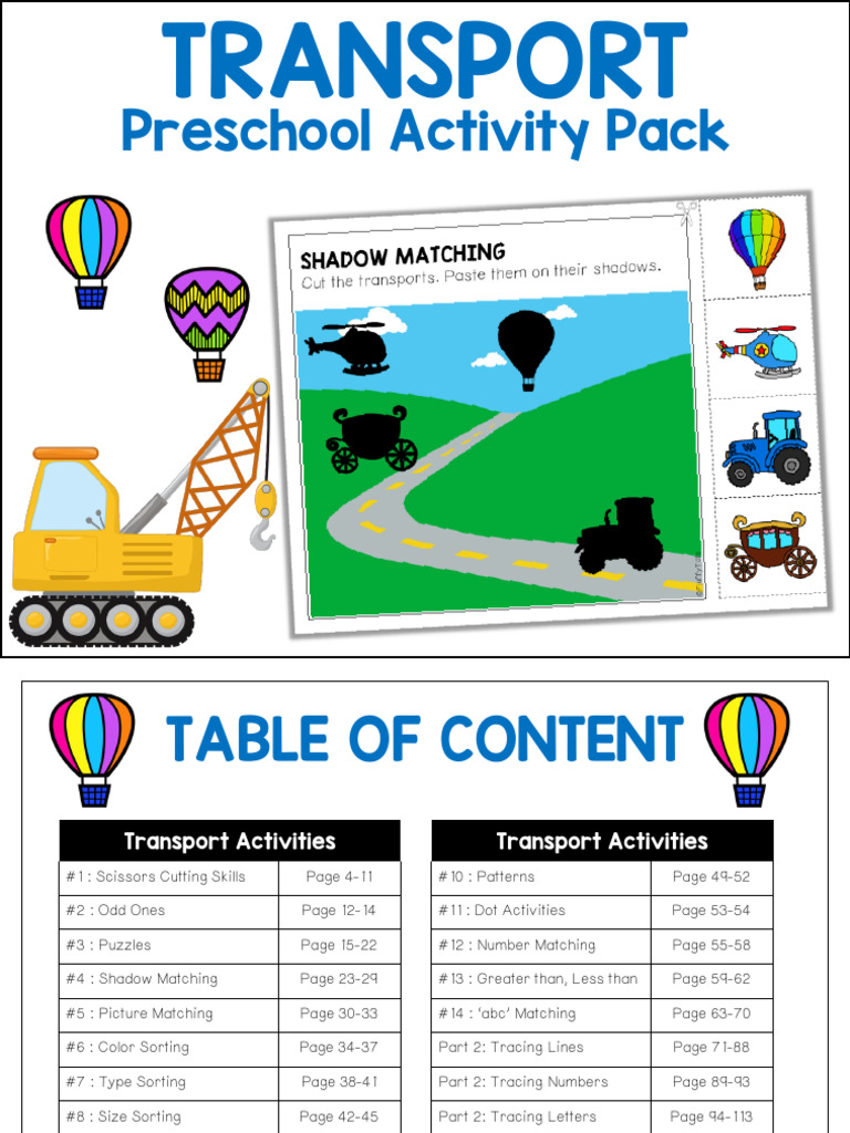 Transport Activity Pack | PDF | Color