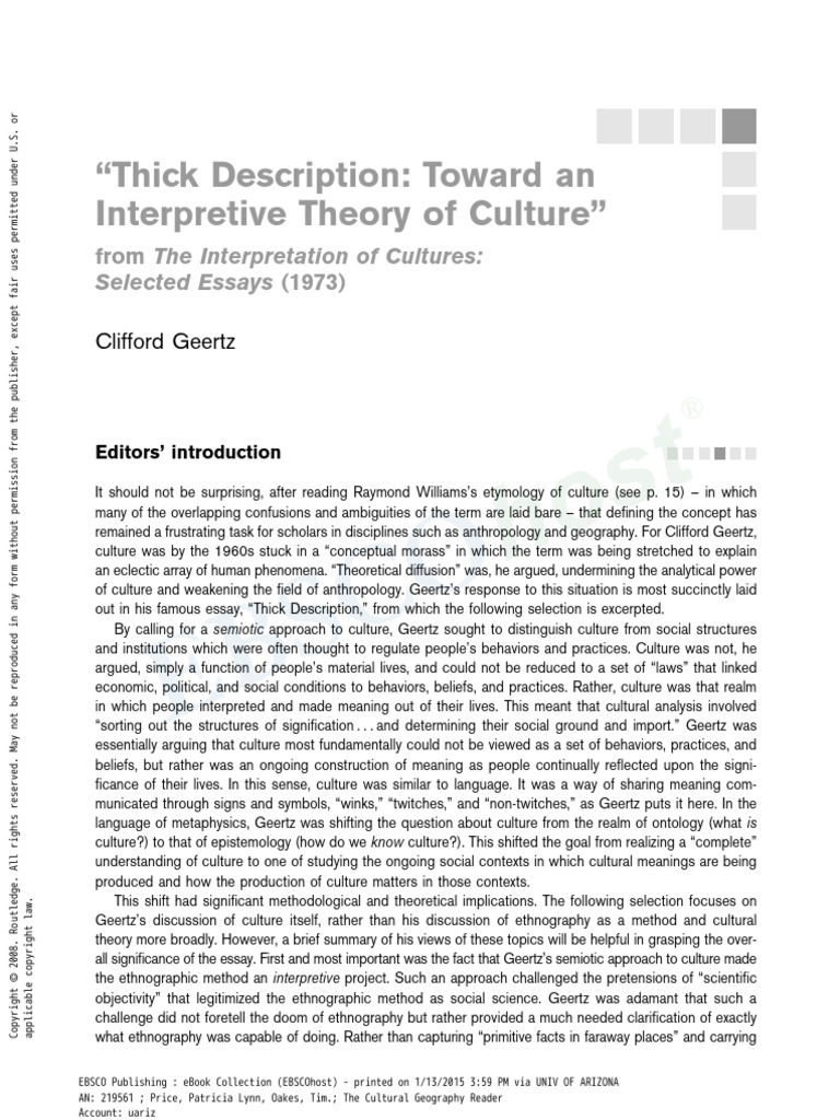 Thick Description Towards An Interpretive Theory of Culture 4eb2ctl2hz ...