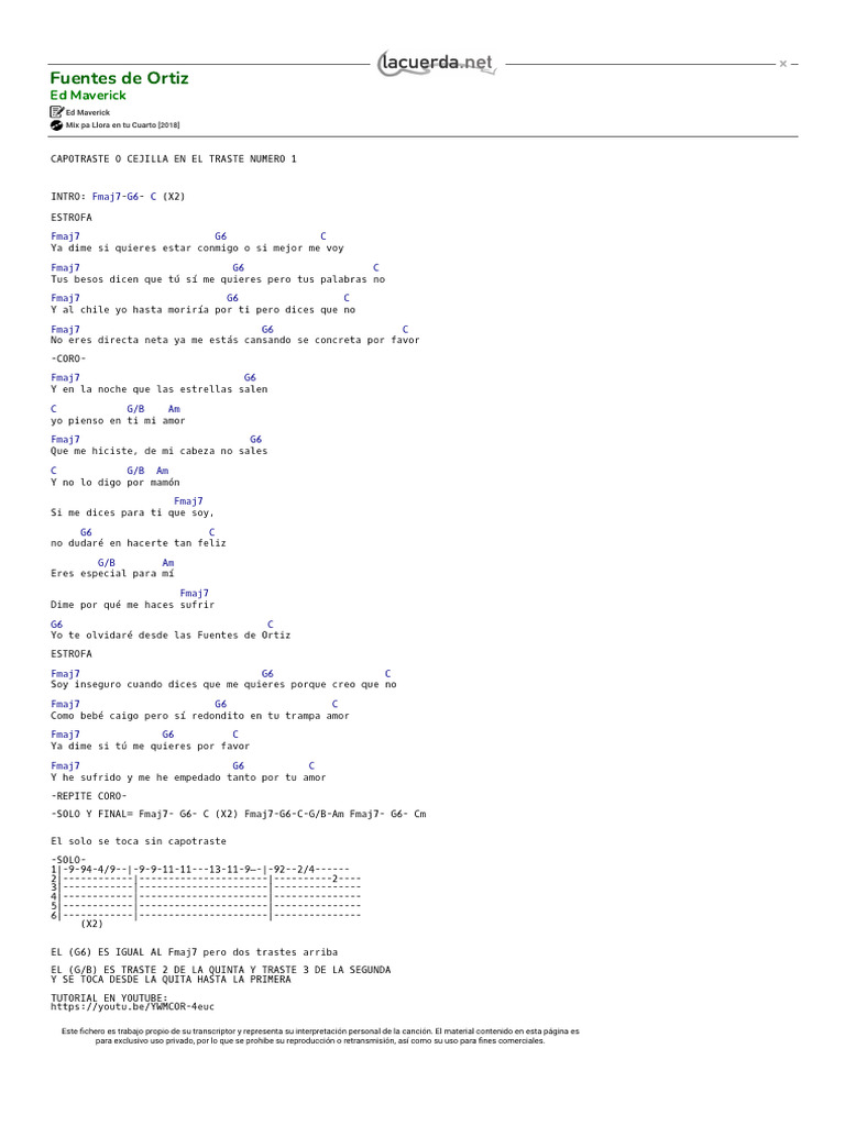 Acordes de "Fuentes de Ortiz" | PDF | Música grabada | Grabación de sonido