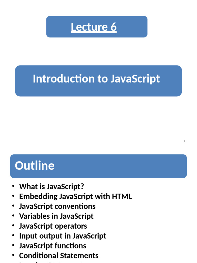 Lecture-6-Introduction-to-JavaScript | PDF | Dynamic Web Page | Java Script Lecture-6-Introduction-to-JavaScript | PDF | Dynamic Web Page | Java Script