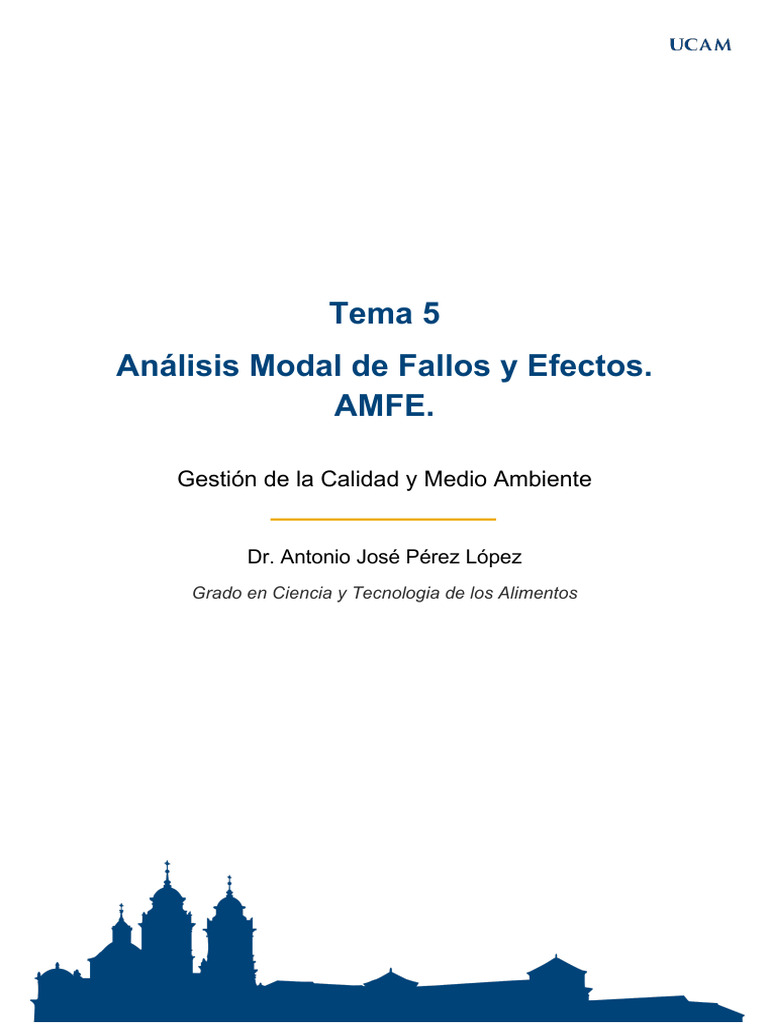 Tema 5. Análisis Modal de Fallos y Efectos AMFE-1 | PDF | Ingeniería | Producción y fabricación
