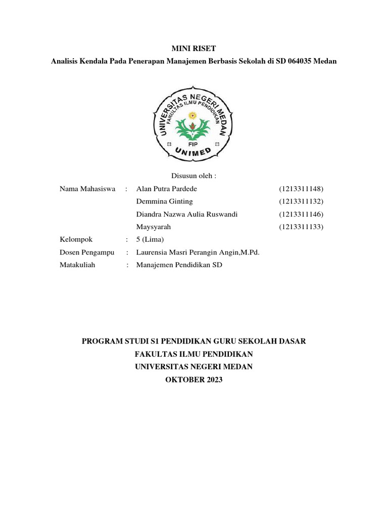 Mini Riset Manajemen Pendidikan Kelompok 5 Pdf Pengembangan