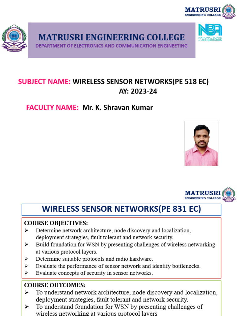 WSN Unit - I | PDF | Wireless Sensor Network | Computer Network