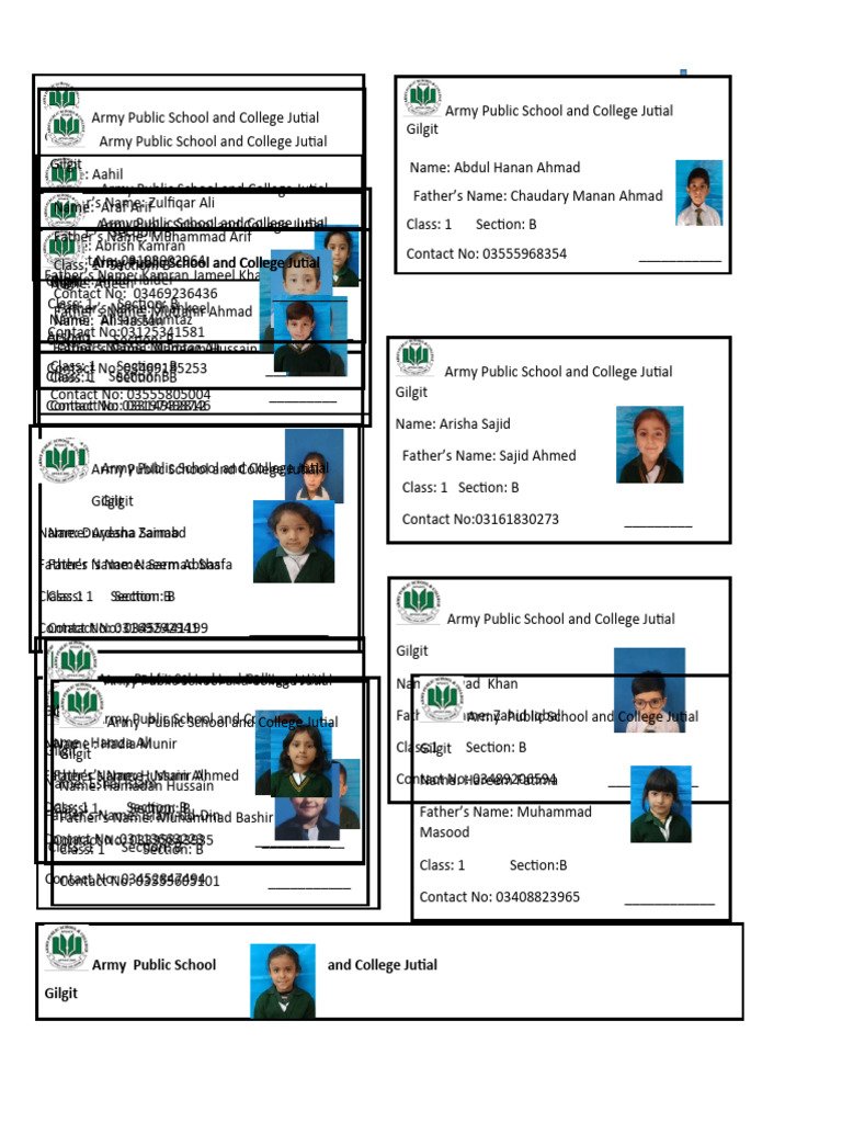 Student List for APS Jutial Gilgit | PDF