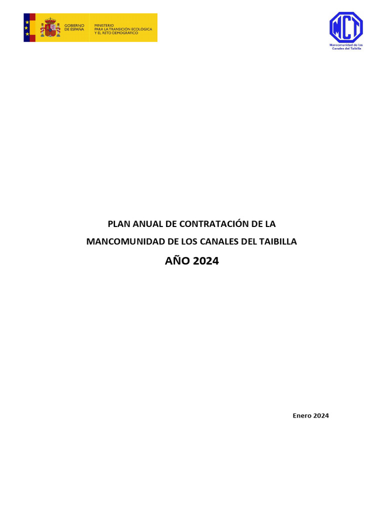 Plan Anual Contratacion MCT 2024 | PDF | Planificación | Presupuesto
