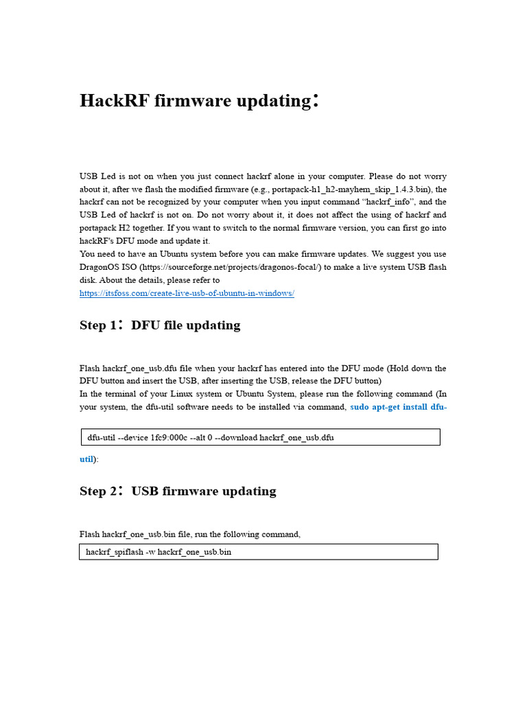 HackRF Firmware Updating | PDF