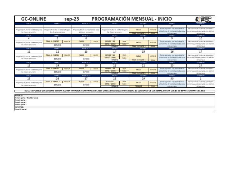 GC Online Inicio Septiembre | PDF