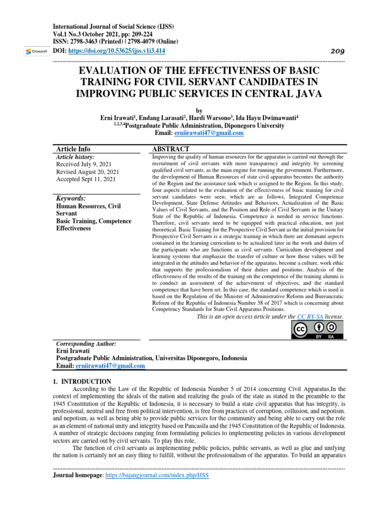 Evaluation of The Effectiveness of Basic Training For Civil Servant ...
