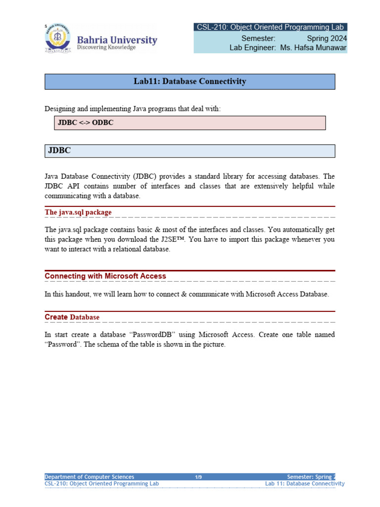 CSL 210 Lab11 16122023 023049pm 14052024 090230am | PDF | Databases | Microsoft Access