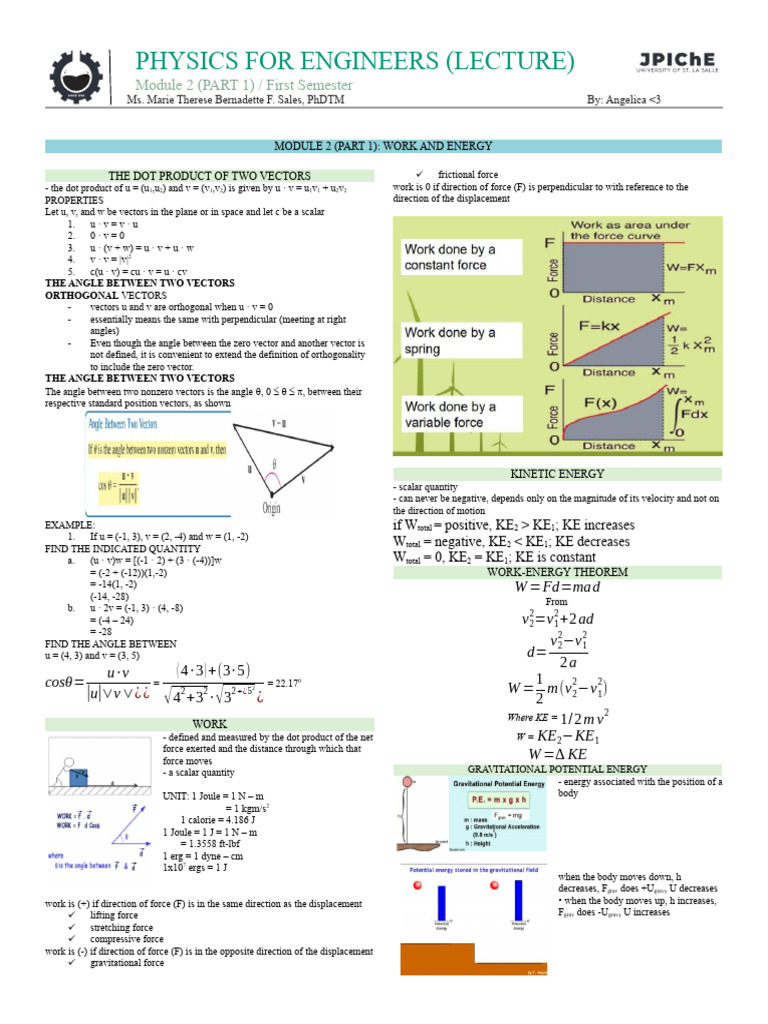 Work and Energy in Physics for Engineers | PDF