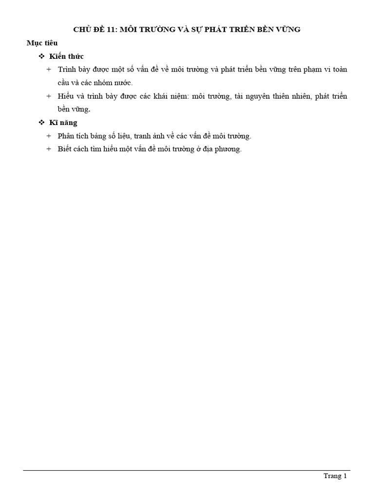 Ly Thuyet Va Cau Hoi Trac Nghiem Moi Truong Va Su Phat Trien Ben Vung | PDF