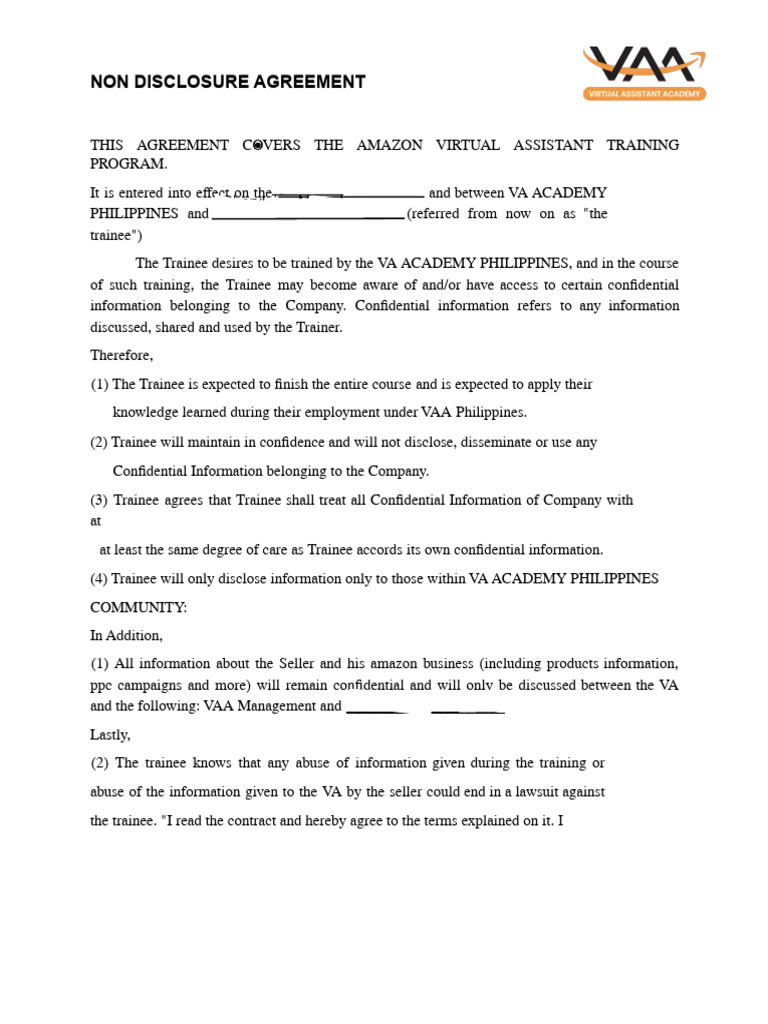 Non Disclosure Agreement | PDF | Non Disclosure Agreement | Confidentiality