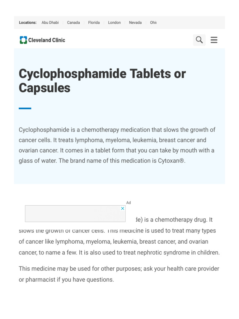 Cyclophosphamide (Cytoxan) - Uses & Side Effects | PDF | Cancer | Medicine