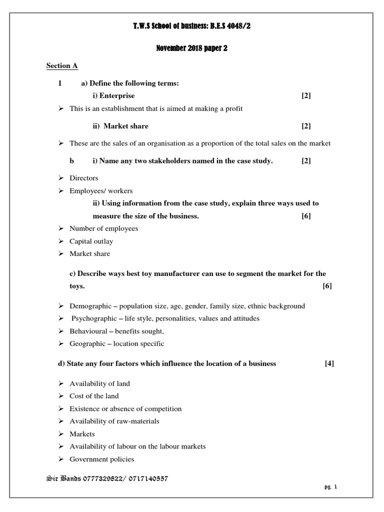 Grade 11 Business Studies Exam Paper 2 | PDF | Business | Small And ...