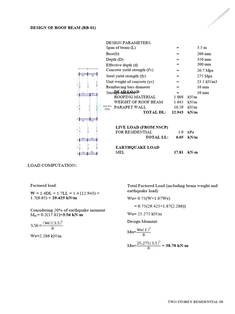 Design of Roof Beam | PDF | Beam (Structure) | Strength Of Materials