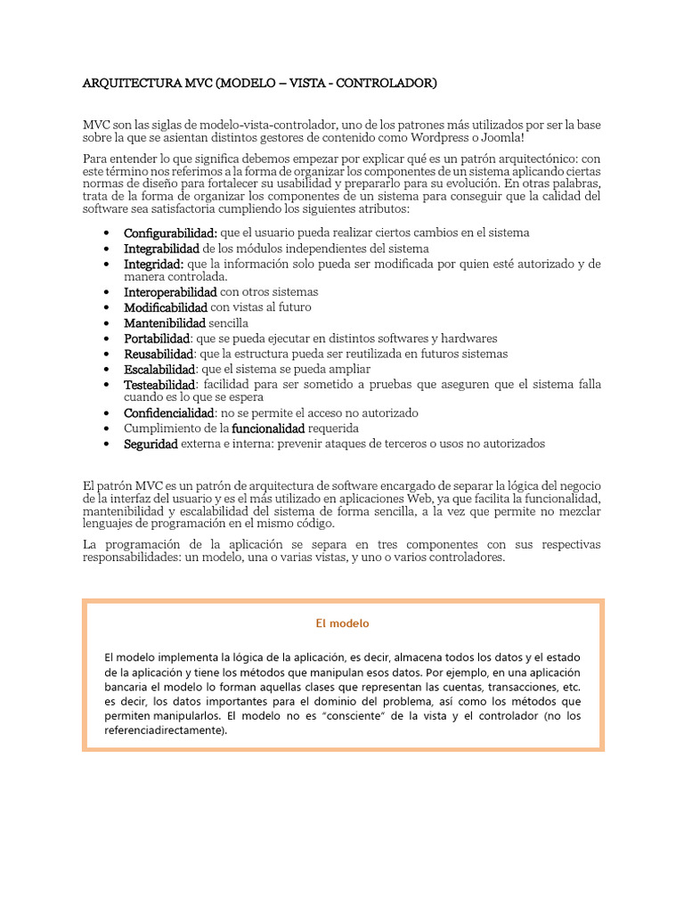 Arquitectura MVC | PDF | Modelo – Vista – Controlador | Ciencias de la ...
