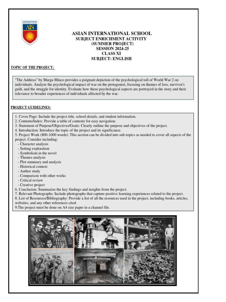 Class 11 English Project Guidelines | PDF | Thought | Experience
