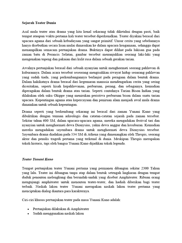 Sejarah Teater Dunia | PDF