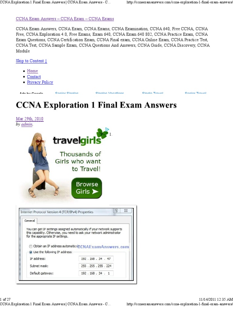 Ccna Exploration 1 Pdf Computer Network Transmission Control Protocol