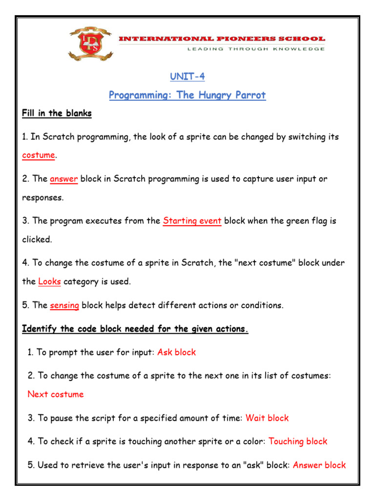 Class - 5 - Final Exam - Computing | PDF | Photograph | Scratch ...