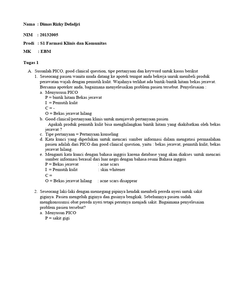 Tugas Ebm Dimas Rizky Defadjri - 20132005 | PDF