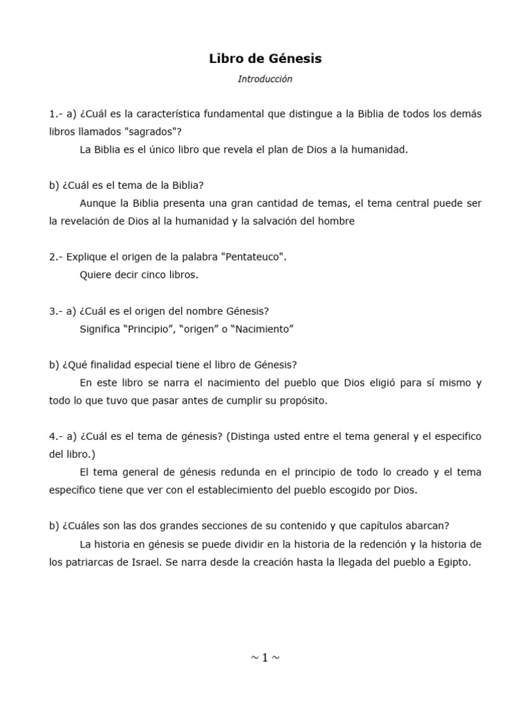 Cuestionario 01 - Genesis | PDF | Libro del Génesis | Adán y Eva