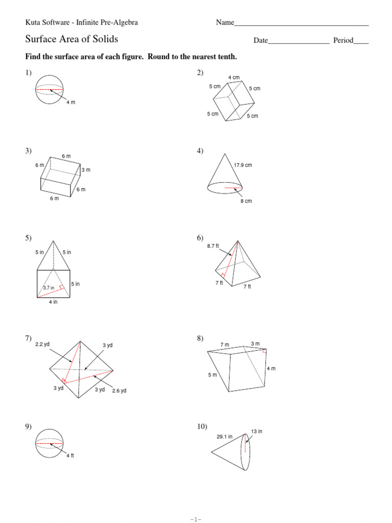 Surface Area of Solids | PDF | Area | Geometric Measurement