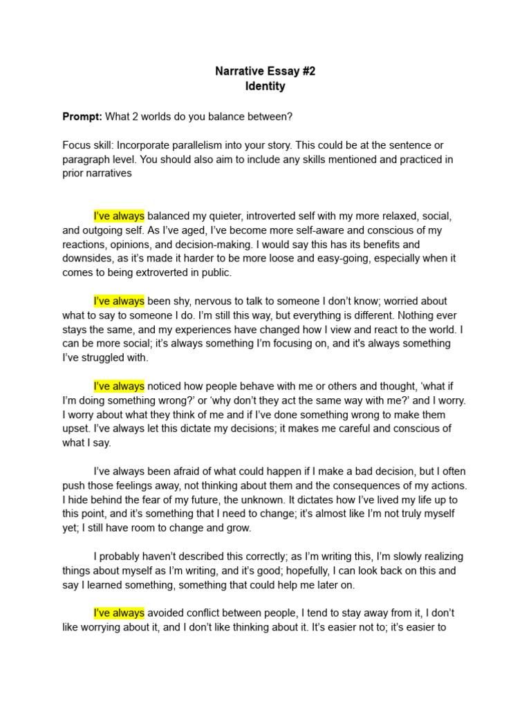 Samuel Lemoine - Narrative Essay 2 | PDF | Extraversion And Introversion | Behavioural Sciences