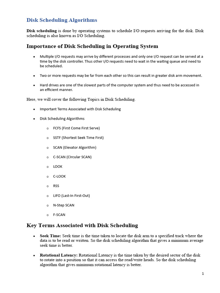 Disk Scheduling Algorithms | Download Free PDF | Scheduling (Computing) | Hard Disk Drive