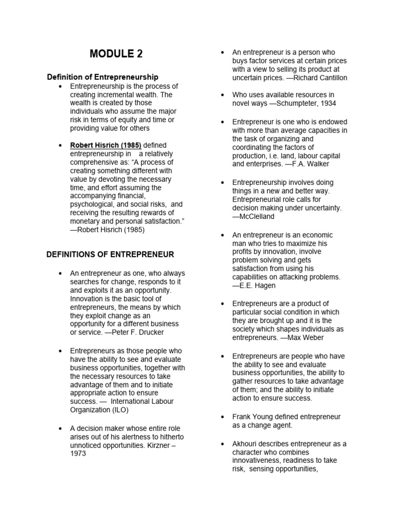 Entrep Module 2 Reviewer | PDF | Entrepreneurship | Economies