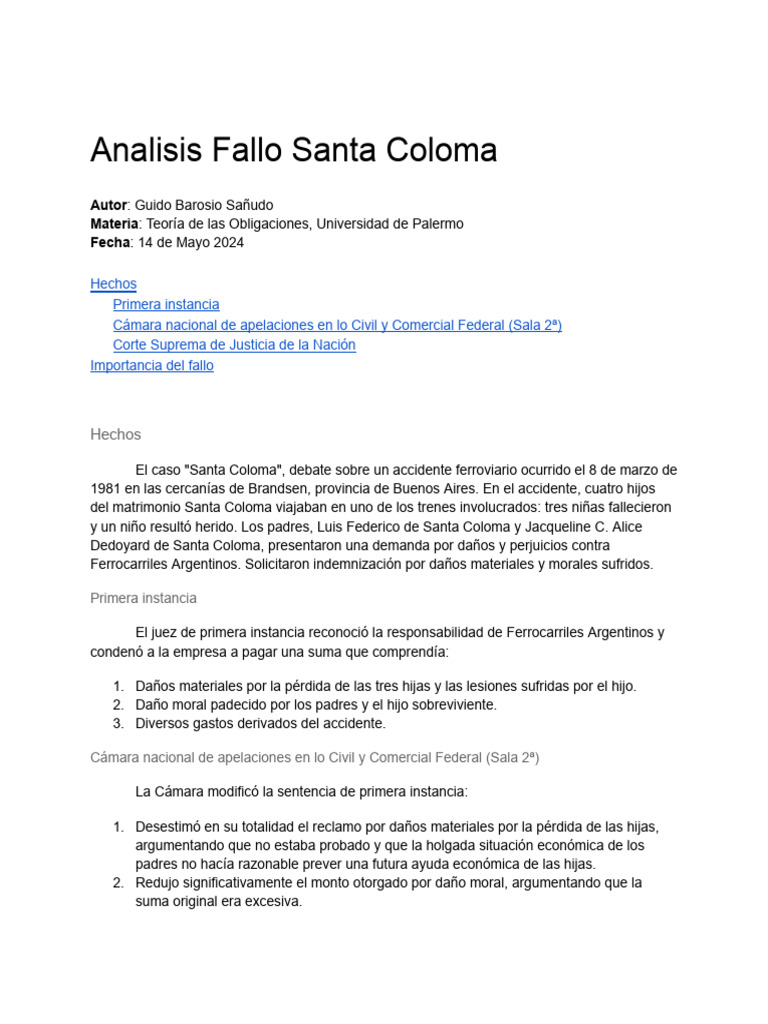 Fallo Santa Coloma - Guido Barosio | PDF | Daños y perjuicios | Justicia