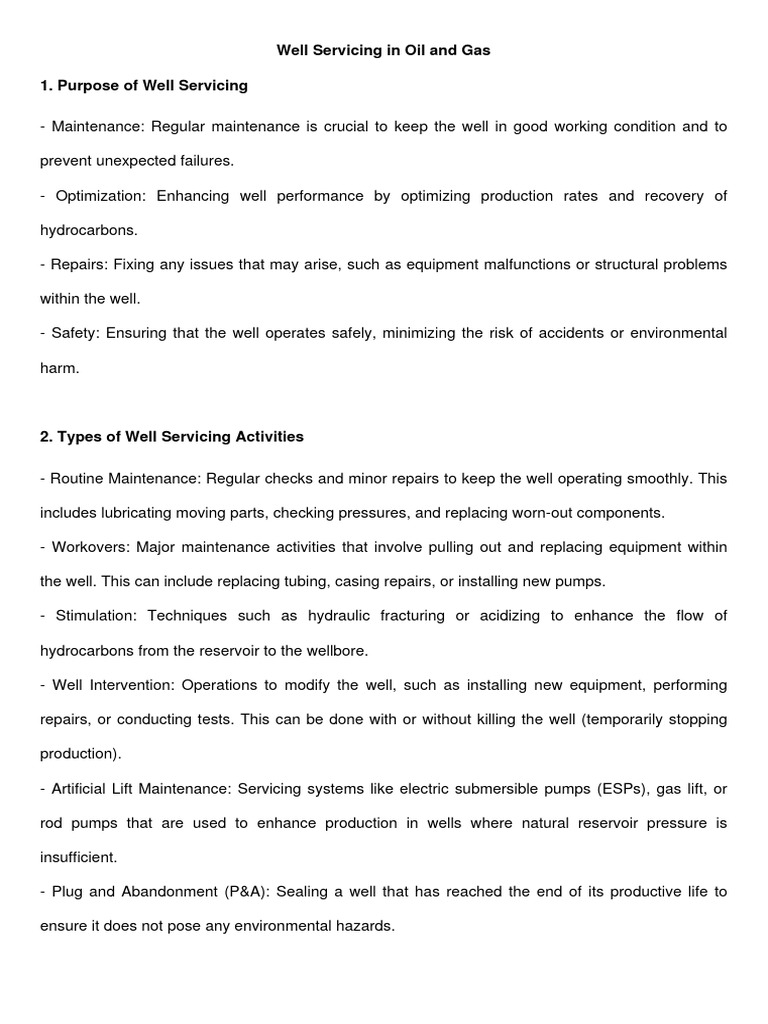 Well Servicing in Oil and Gas | PDF | Oil Well