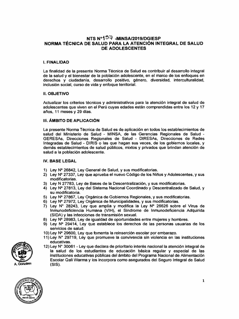 NT 157-2019-Minsa | PDF