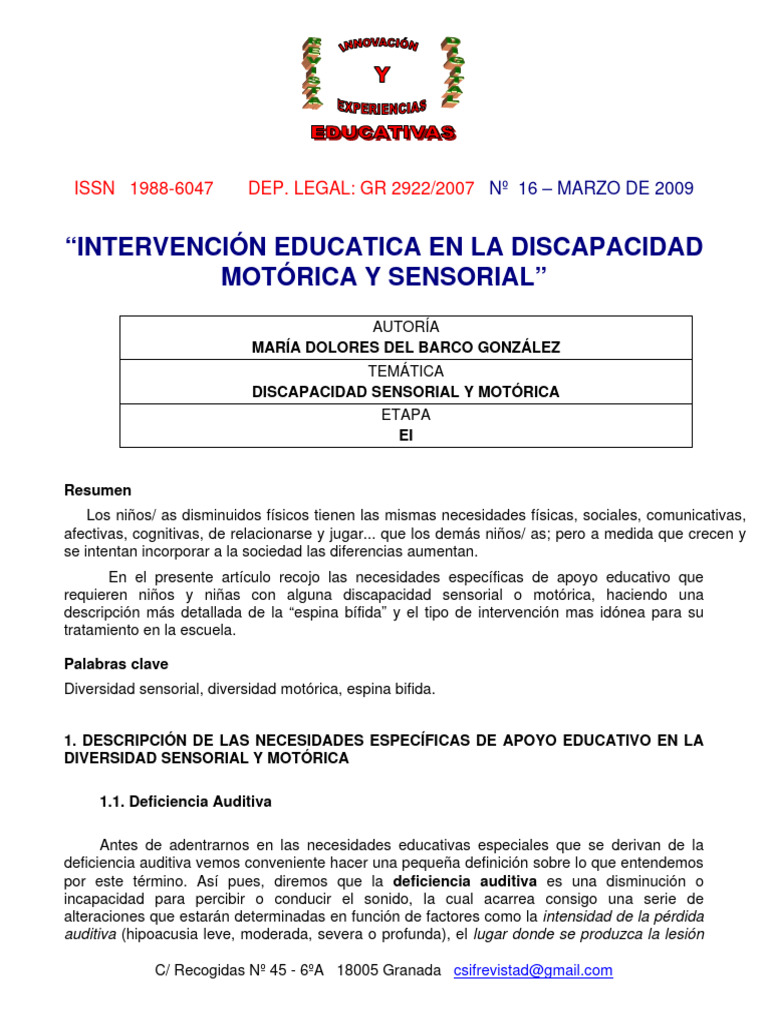 Del Barco, M.D. (2009) - Intervención Educativa en La Discapacidad ...