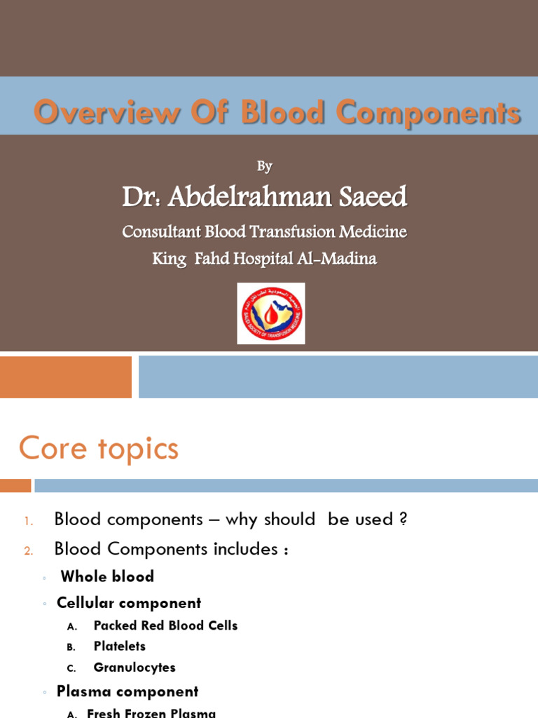 Overview of Blood Components | PDF | Platelet | Blood Donation