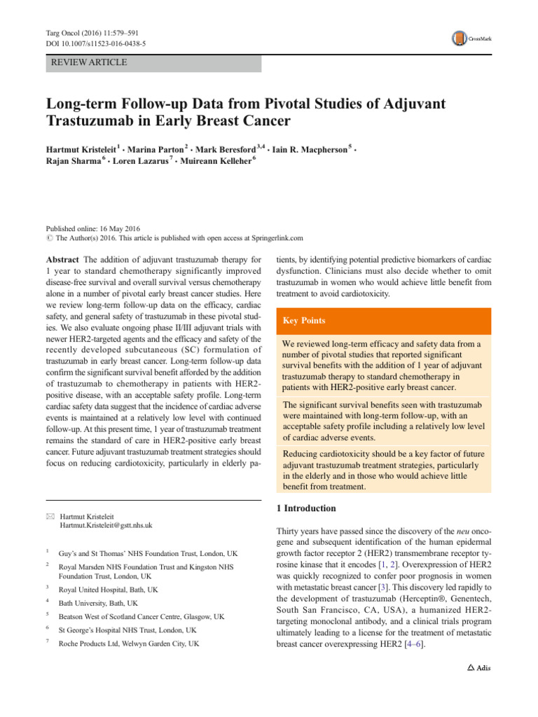 Long-Term Follow-Up Data From Pivotal Studies of Adjuvant | PDF ...