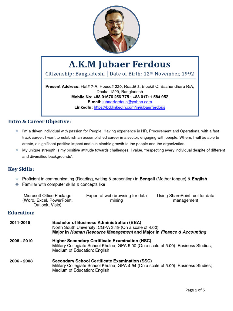CV - A.K.M Jubaer Ferdous - HR - 22082020 | PDF | Human Resources | Microfinance