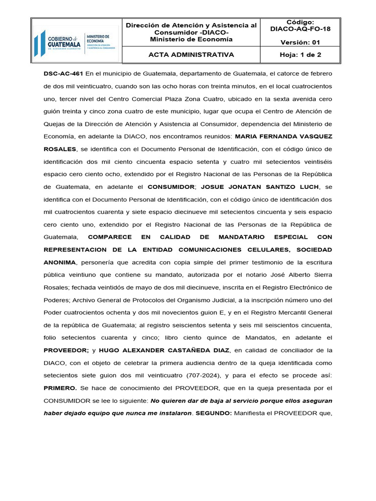 Acta Administrativa 707-2024 | PDF | Guatemala