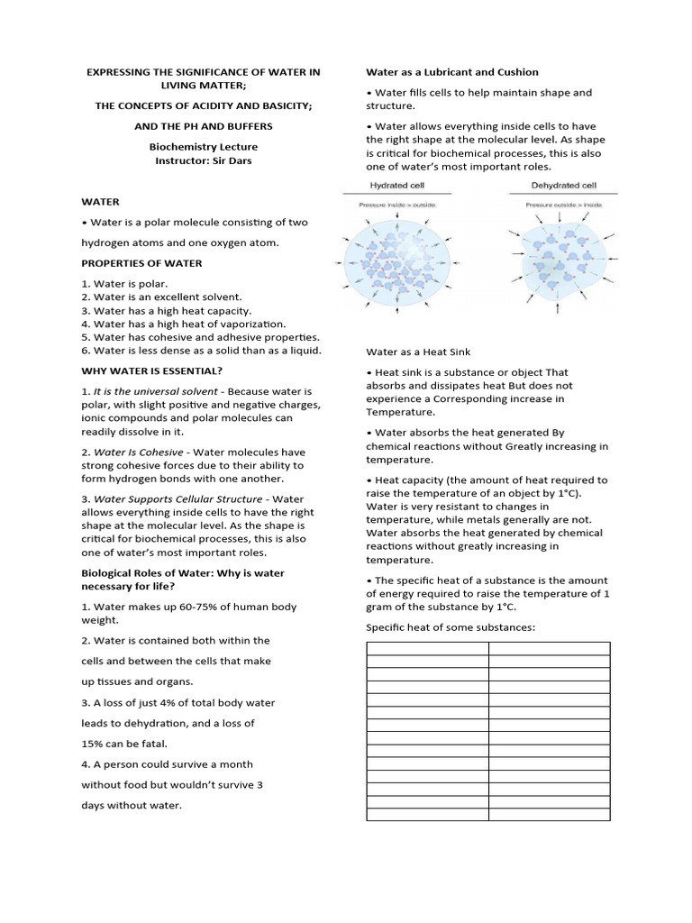 Expressing The Significance of Water in Living Matter | Download Free ...