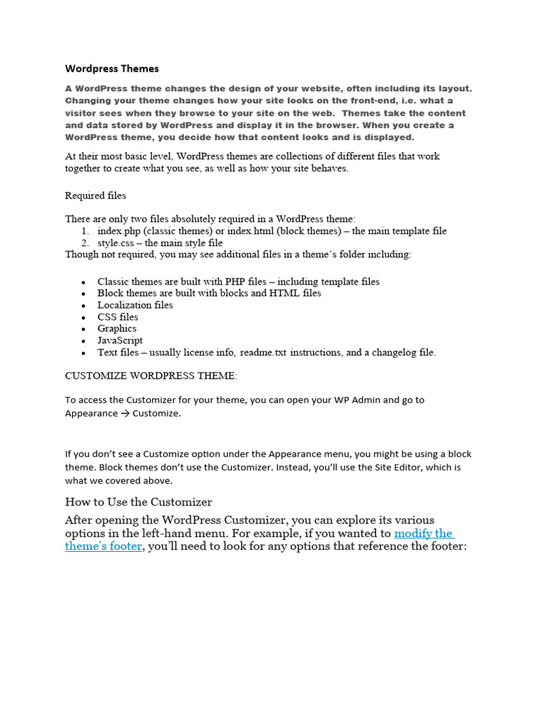 Unit IV Wordpress - Notes | PDF | Word Press | Control Flow