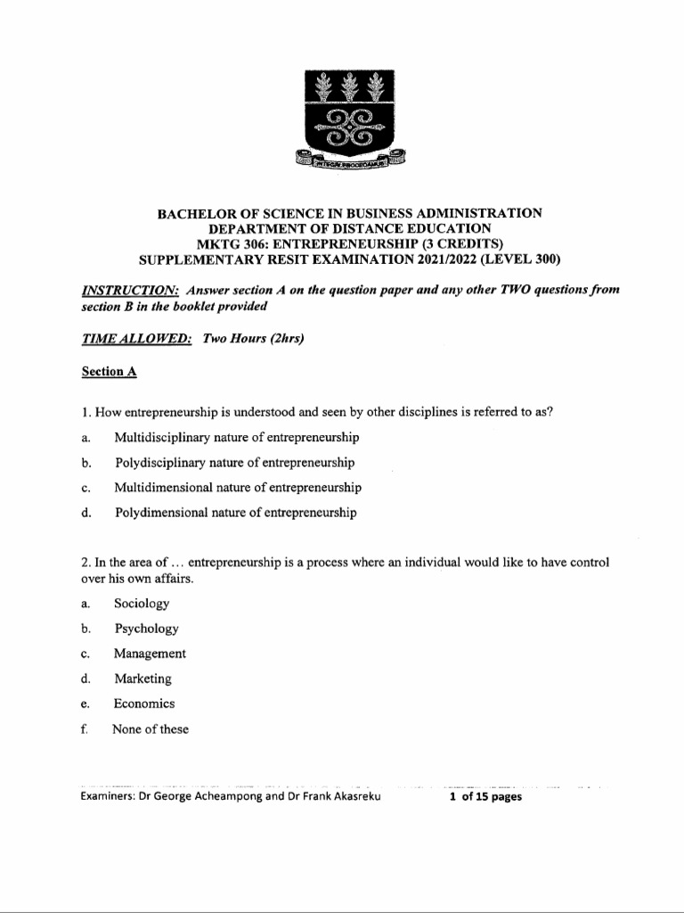 MKTG 306 22 Shadrack KDK | PDF | Entrepreneurship | Thought