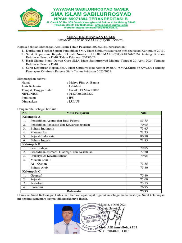 Mahya - SKL 2024-5 | PDF