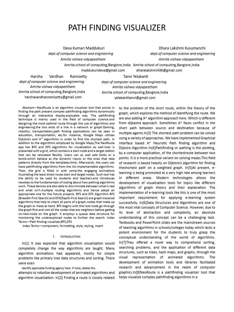 Team8 - Path Finding Visualizer - Report I-2 | PDF | Computing ... Team8 - Path Finding Visualizer - Report I-2 | PDF | Computing ...