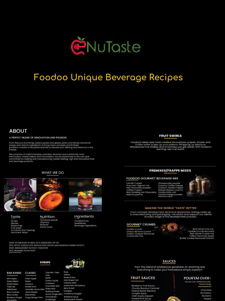 Nutaste Unique Beverage Recipe Book | PDF | Soft Drink | Caramel