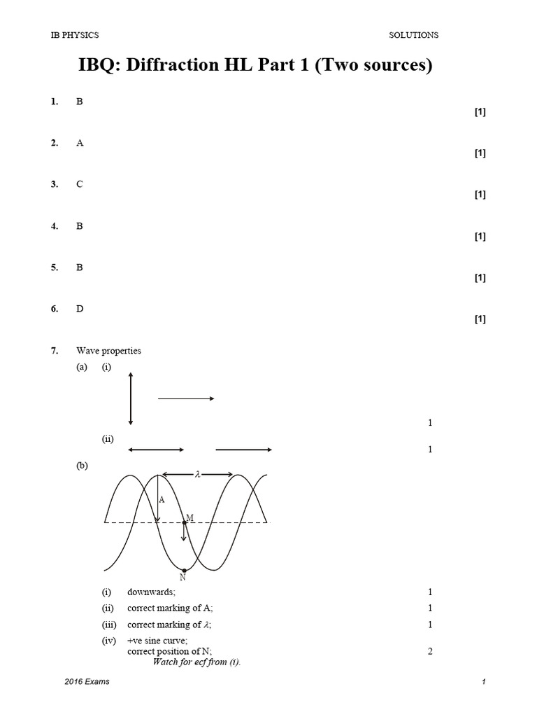 IBQ - Diffraction HL pt1 - Two Sources - SOL | PDF | Waves | Classical Mechanics