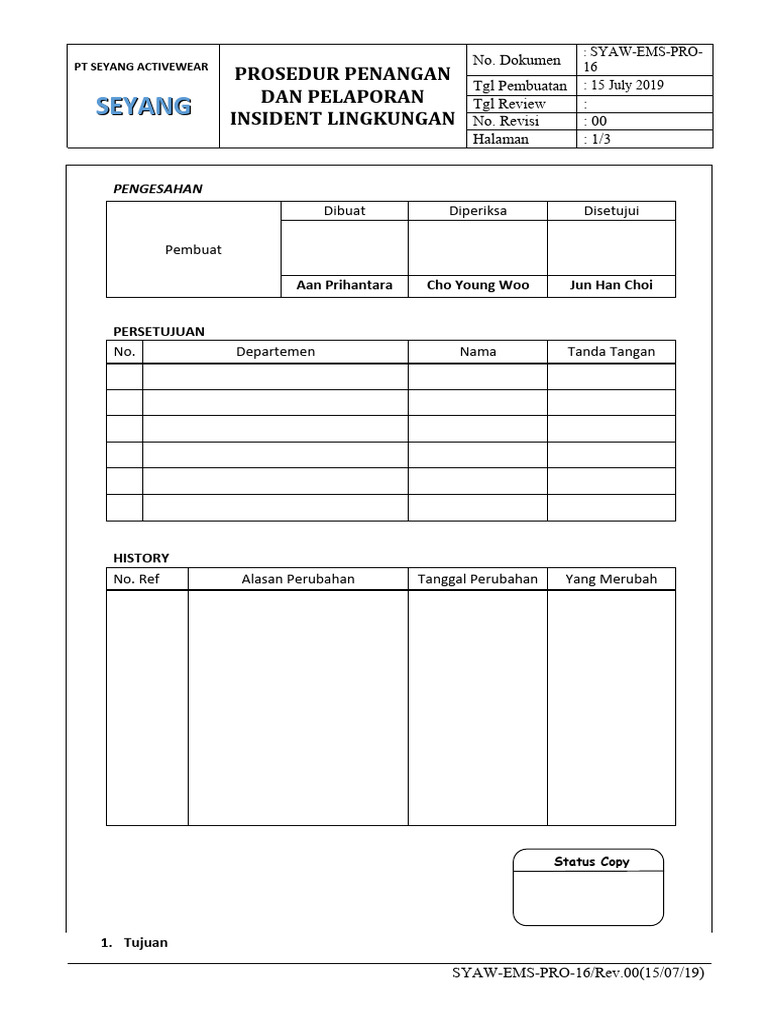Prosedur Insiden Lingkungan | PDF