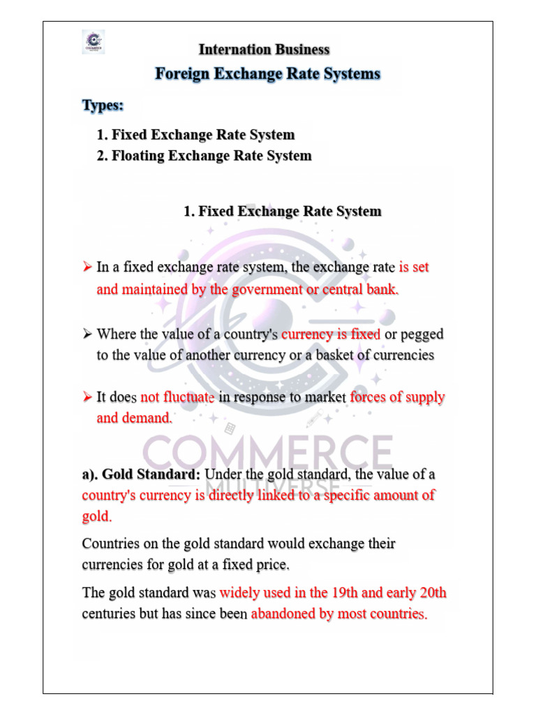 Forex Systems - Types | PDF | Exchange Rate | Floating Exchange Rate